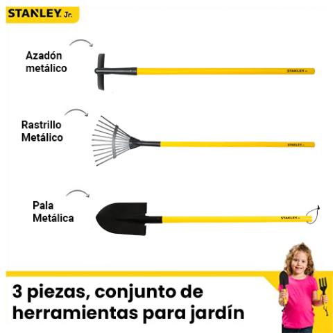 Pack Juego de herramientas para Jardinería (Azadón, Rastrillo y Pala ...